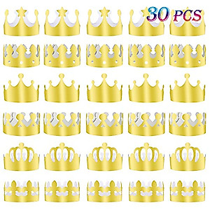 TUPARKA 30 Pcs Paper Crown Golden King Crowns Gold Foil Party Crown Hat Cap for Birthday Celebration Baby Shower Photo Props