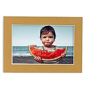 8x12 Mat Bevel Cut for 6x10 Photos - Acid Free Rattan Beige Precut Matboard With Backing Board and Crystal Clear, Self Seal Photo Mat Bag - For Pictures, Photos, Framing - 4-ply Thickness