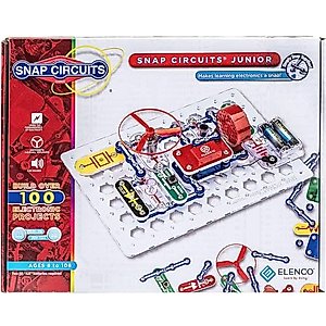 Snap Circuits Jr. SC-100 Electronics Exploration Kit, Over 100 Projects, Full Color Project Manual, 28 Parts, STEM Educational Toy for Kids 8 +