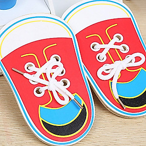 MileHouse Wooden Learn to Tie Your Own Shoes Kits for Kids | Threading Lacing Shoes Training Board Kids Toddler Early Learning Toy