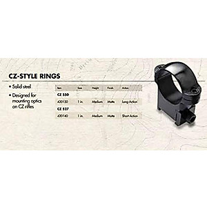 Burris Optics CZ-Style Rings 420130, 420140, Designed to Fit CZ Receiver - Mounting Accessories, Burris Rings Mount, CZ 527 Short-Action,Black,Medium,Black,Medium Height
