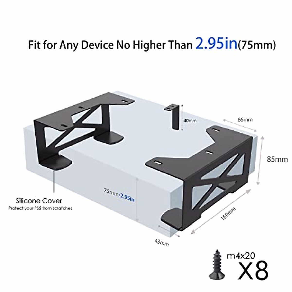 Monzlteck Universal Under Desk storage Mount for Xbox Series S, Xbox One S/X,Xbox 360,PS4 Slim/pro,Desktop Mini PC Holder