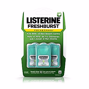 Listerine PocketPaks Breath Strips, Fresh Burst, 72 Count (Pack of 2)
