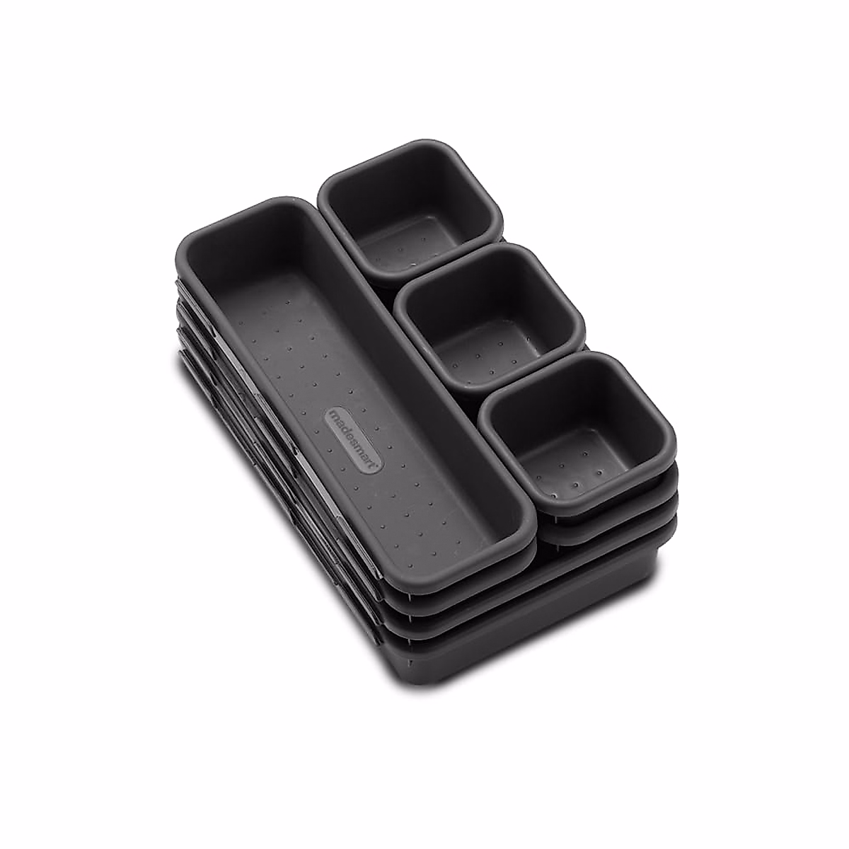 madesmart 8-Piece Interlocking Bin Pack - Granite | VALUE COLLECTION | Customizable Multi-Purpose Storage | Durable | Easy to Clean | BPA-Free (59601)