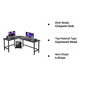 FDW Computer Desk L Shaped Gaming Desk Corner Office Desk PC Wood Home Large Work Space Study Desk Workstation (Black)