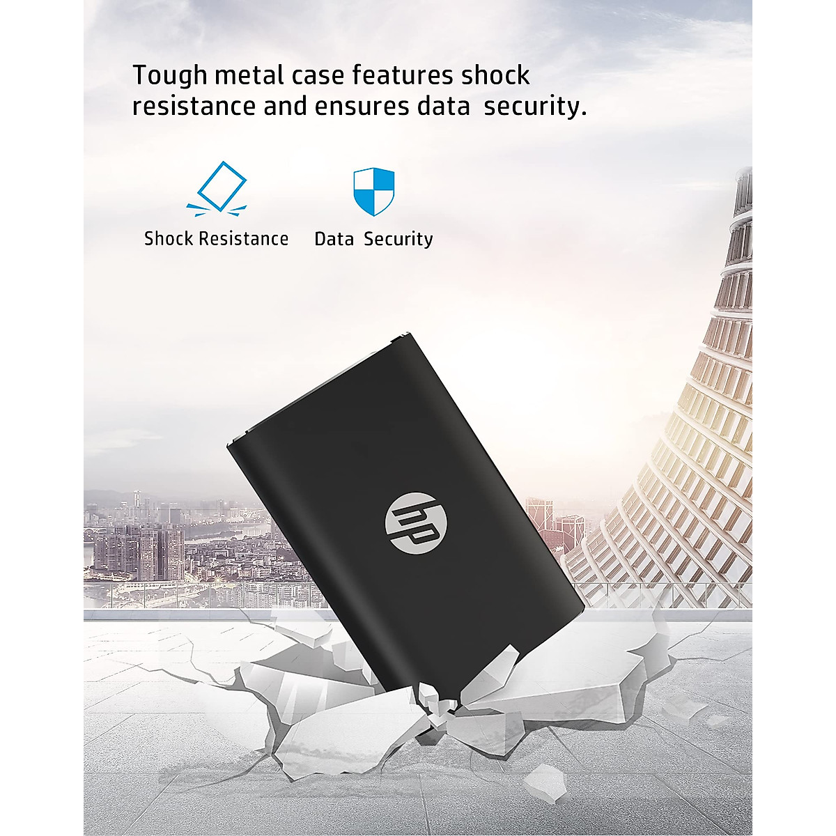 HP P500 Portable SSD 1TB - USB 3.2 Gen 1 Type C, USB- External Solid State Hard Drive - Up to 420MB/s, Black - 1F5P4AA#ABC