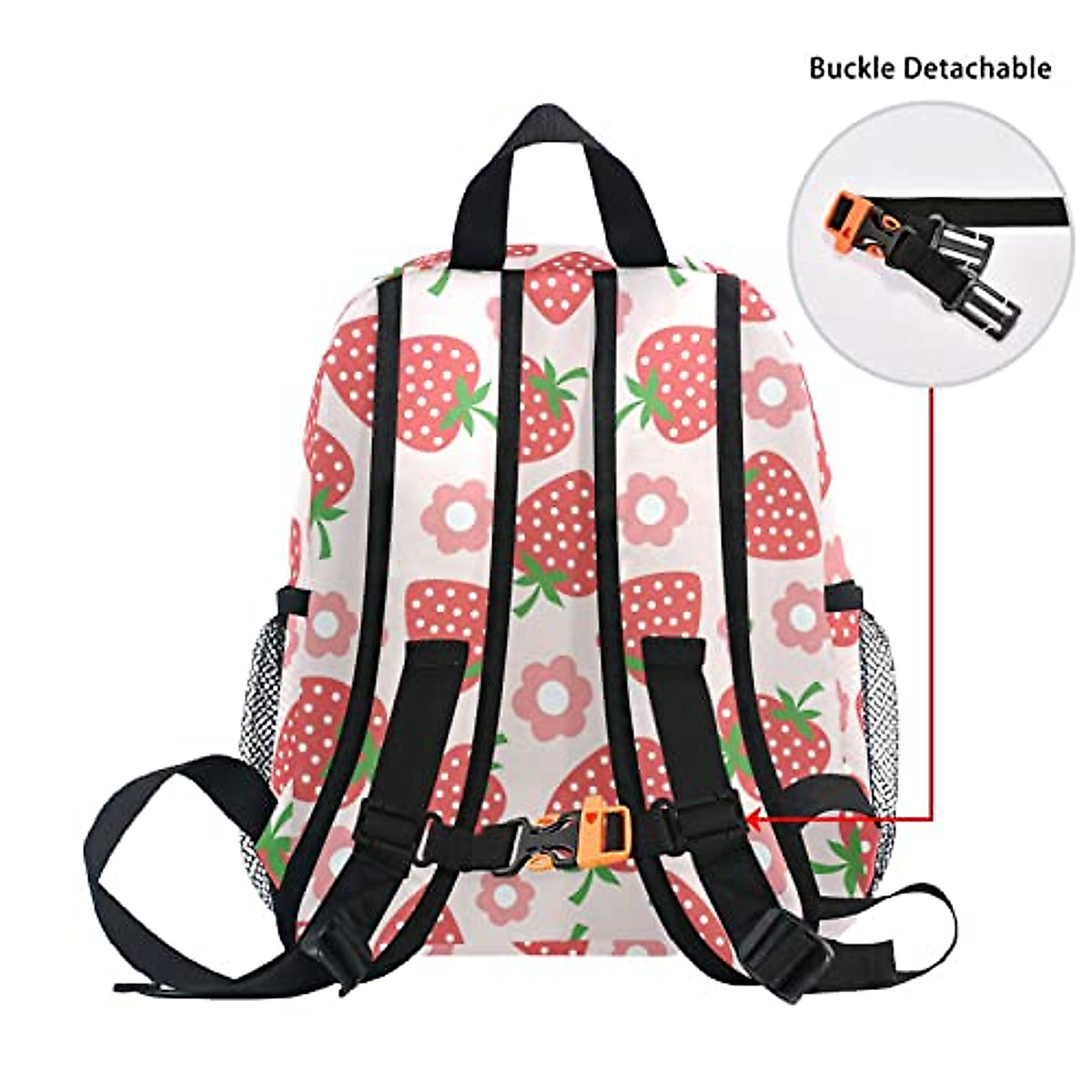 Kids Backpack for Girls Strawberry Cute Pink Toddler Bags Children Preschool Kindergarten Small Chest Strap 3-8 Years Old