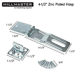 HILLMASTER 2 Pack Swivel Staple Safety Hasps, 4-1/2" Gate Door Hasp Latch with Twist Knob Safety Padlock Clasp Lock for Fence, Gate, Cabinet, Barn Door, Shed, Zinc Plated
