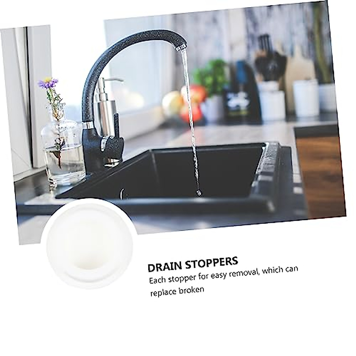 HOOTNEE 4 Pcs Basin Water Plug Stopper Suction Sink Stopper Sinks Hair Stopper Bathtub Kitchen Sink Basket Sink Filter Sealing Sink Premium Sink Stopper Drain Plug White