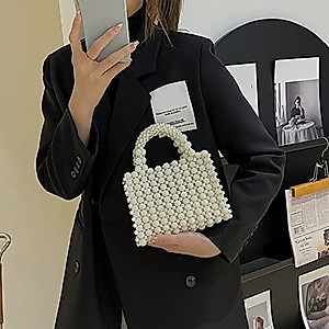 sikiwind Totes Bag, Women's Clutches Top-handle Bag Fashion Elegant Mini Pearl Clutch Bag Handmade Beaded Women Banquet Wedding Party Holiday Handbags Female Coin Purse