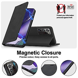 Neivi Wallet Case for Samsung Galaxy Note 20 Ultra Case Leather Wallet with RFID Blocking Credit Card Holder,Flip Card Slots Magnetic Shockproof Protective Cover Note 20 Ultra Phone Case 5G (Black)