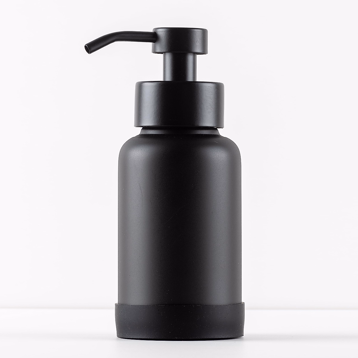 Black Glass Foaming Hand Soap Dispensing Bottle - Matte Black - 11 Ounce - Includes Hand Soap Labels & Silicone Coaster