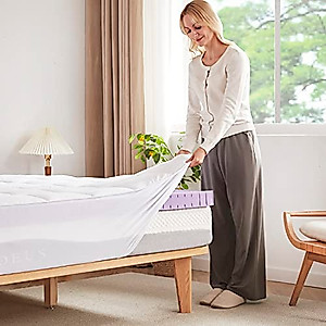 BDEUS Dual Layer 4 Inch Memory Foam Mattress Topper Queen Size, 2 Inch Gel Memory Foam Plus 2 Inch Down Alternative Quilted Pillow Top Cover