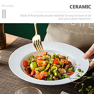 BESTonZON Rim Pasta Bowls Soup Bowl Porcelain Rimmed Deep Plate Ceramic Dessert Salad Shallow Bowl Dinner Serving Plate Snack Dish Appetizer Tray for Eating Oven Safe