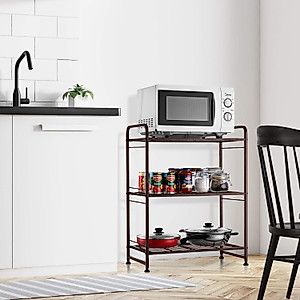 Auledio 3 Tiers Metal Shelves, Unit Storage Rack, Wire Shelving with Leveling Feet for Kitchen Counter, Living Room, Bethroom, Toliet, Garage, Office - Bronze