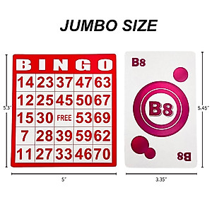 JUNWRROW Bingo Game Set-1000 Colorful Chips with a Bag,100 Bingo Cards and Jumbo Deck of Calling Cards for Adults, Seniors, and Family - Calling Card Set- Ideal for Large Groups, Parties, Game Nights