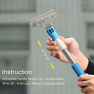 uxcell 45" Adjustable Floor Scraper Long Steel Handle Flooring Removal Tool with Cover for Window Paint Glass Wall