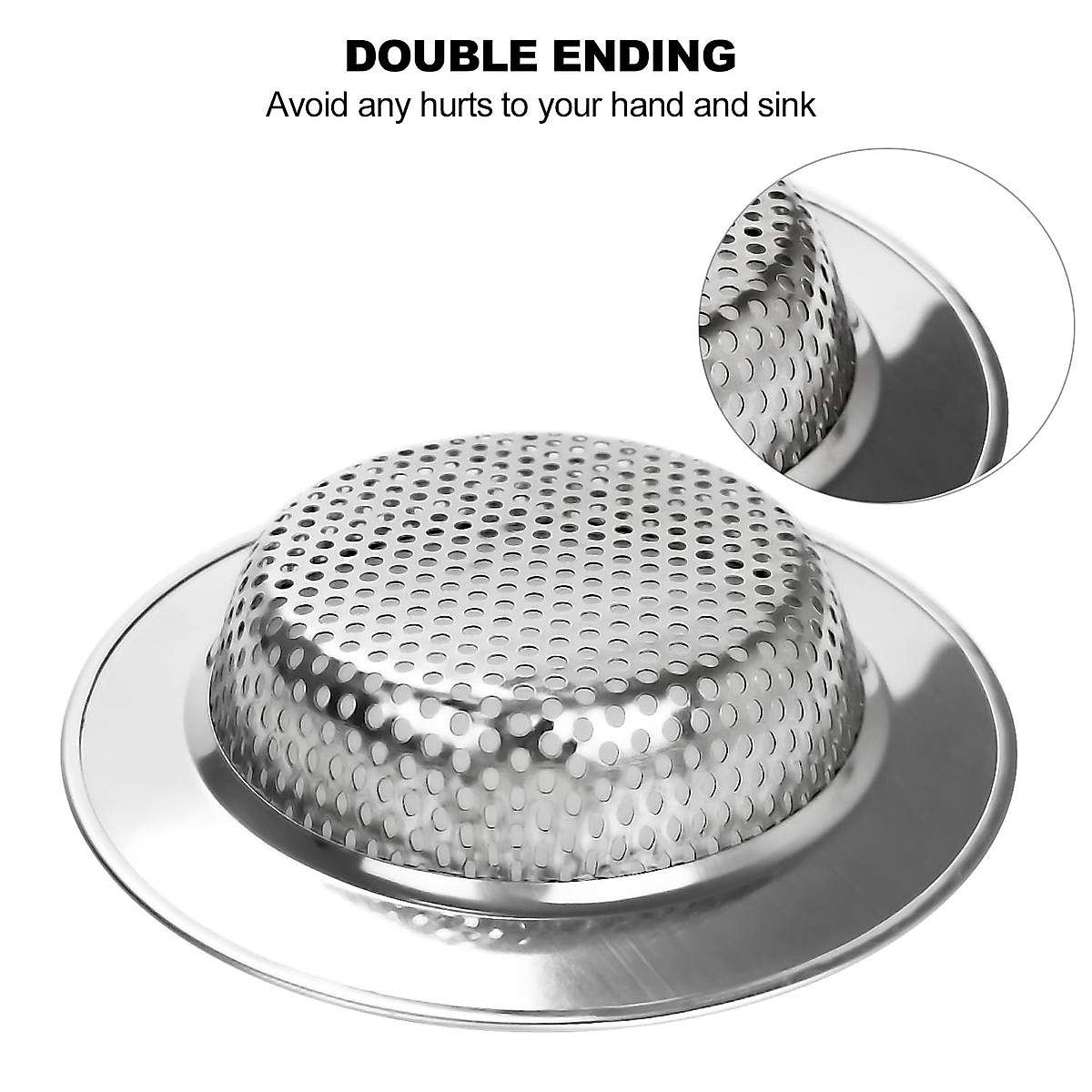 Huntonry 2PCS Kitchen Sink Drain Strainer/Catcher/Basket/Cover/Filter/Trap/Screen, Large Wide Rim 4.5" Diameter, Stainless Steel, Dishwasher Safe