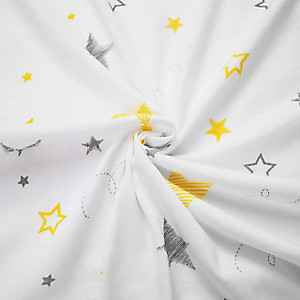 American Baby Company Printed 100% Cotton Knit Fitted Contoured Changing Table Pad Cover - Compatible with Mika Micky Bassinet, Golden Yellow Stars, for Boys and Girls