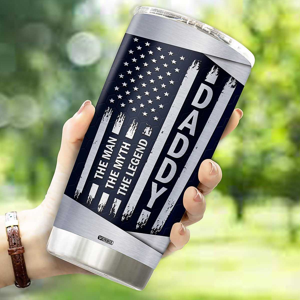 WONWIX Dad Tumbler Gifts for Daddy from Daughter Son Nutrition Facts 20oz Stainless Steel Insulated with Lid Thermos Coffee Cup Travel Drinking Mug Christmas Birthday Retirement Gift Fathers Day