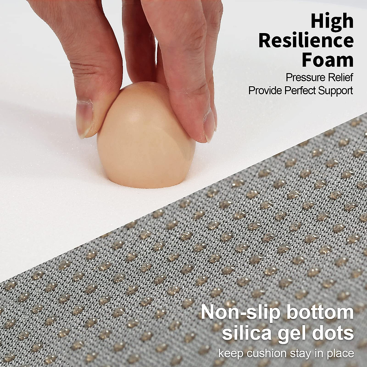 BUYUE Original Linen Thickened 2.5" Dining Chair Cushions Set of 4, U-Shape High Density Foam Comfortable Chair Pads for Kitchen, Slip Resistant Indoor Seat Cushions (4 PCS, Light Gray)