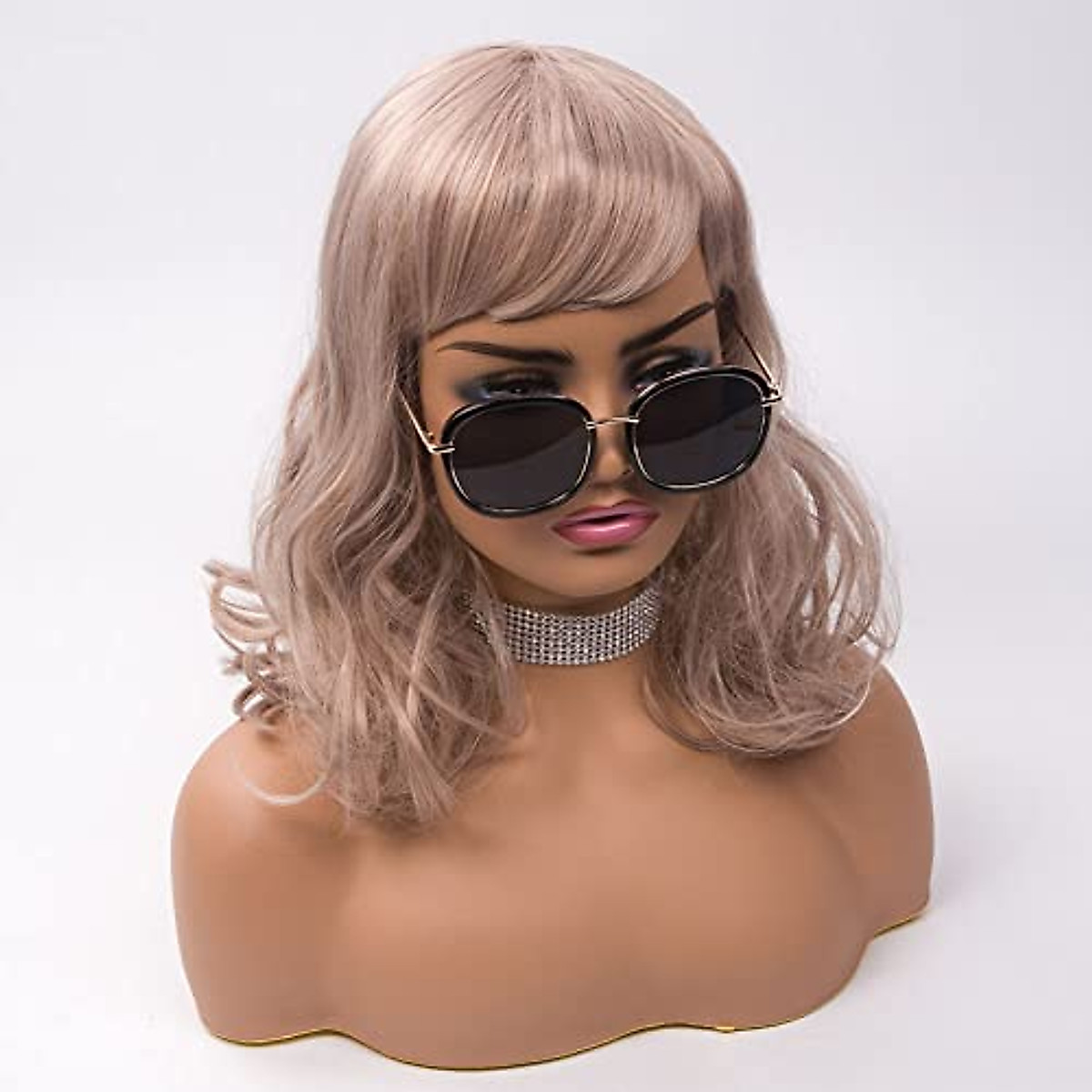 Realistic Female Mannequin Head with Shoulder Display Manikin Head Bust for Wigs,Makeup,Beauty Accessories Displaying