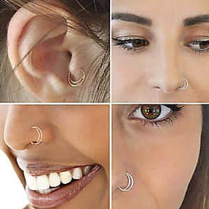 SERYNOW Nose Ring Hoop 20g 316L Surgical Steel Monn Nose Rings Body Piercing Jewelry for Women Girls