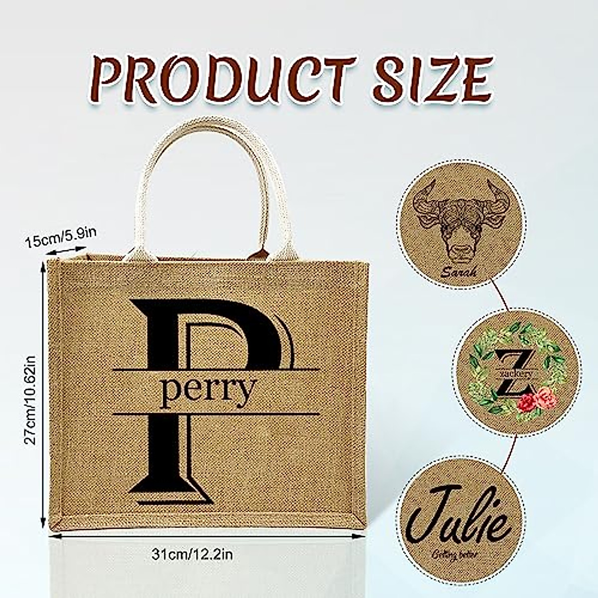 JIAWEI Custom Burlap Bag Jute Burlap Tote Bags, Present Bag with Handles,Reusable Beach Bag Custom Twelve Constellations