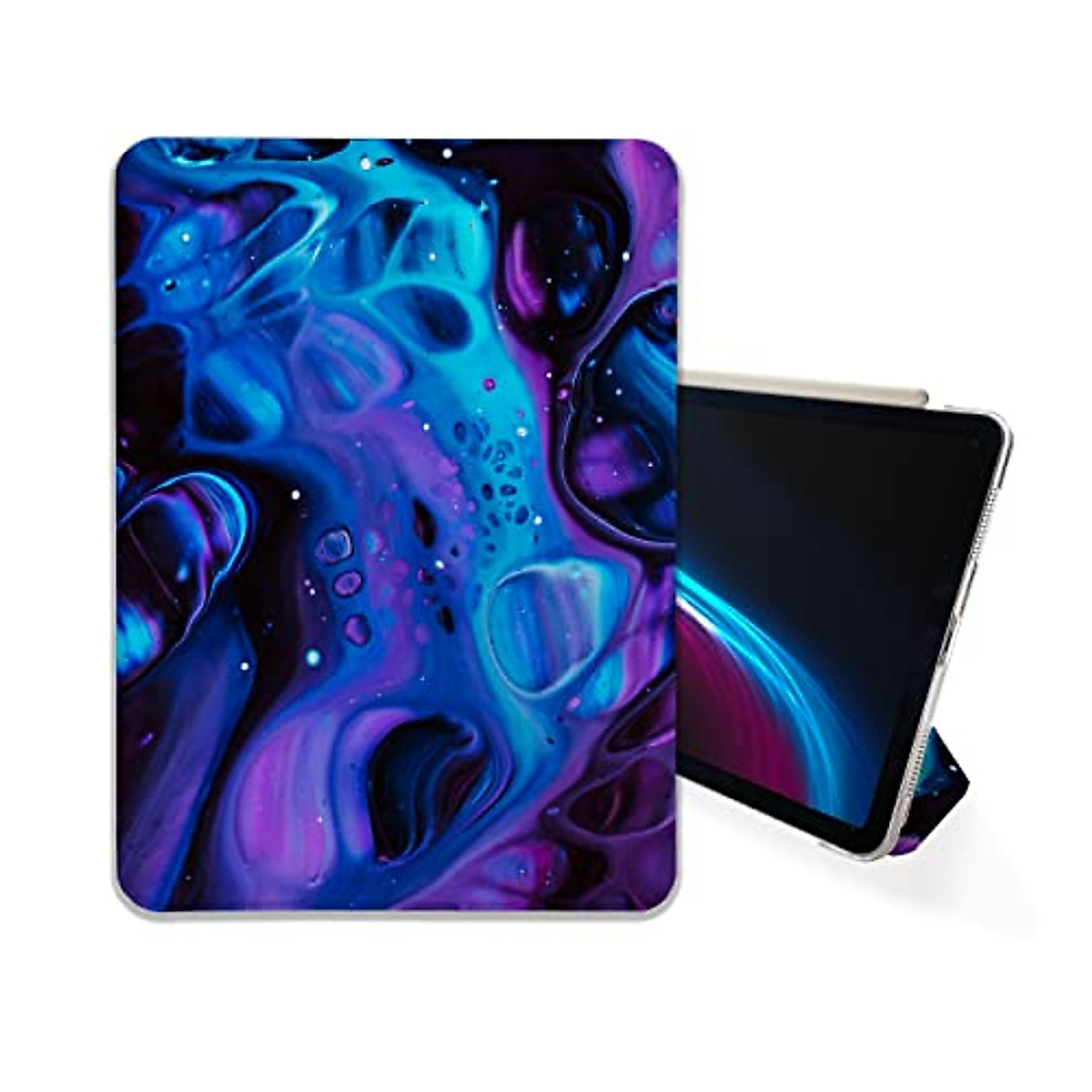 Kawaii Purple Blue Liquid Art case Compatible with iPad Mini Air Pro 7.9 8.3 9.7 10.2 10.9 11 12.9 inch Pattern Cover New 2022 2021 Trifold Stand 3 4 5 6 7 8 9 Generation 385 (9.7" 5/6 gen)