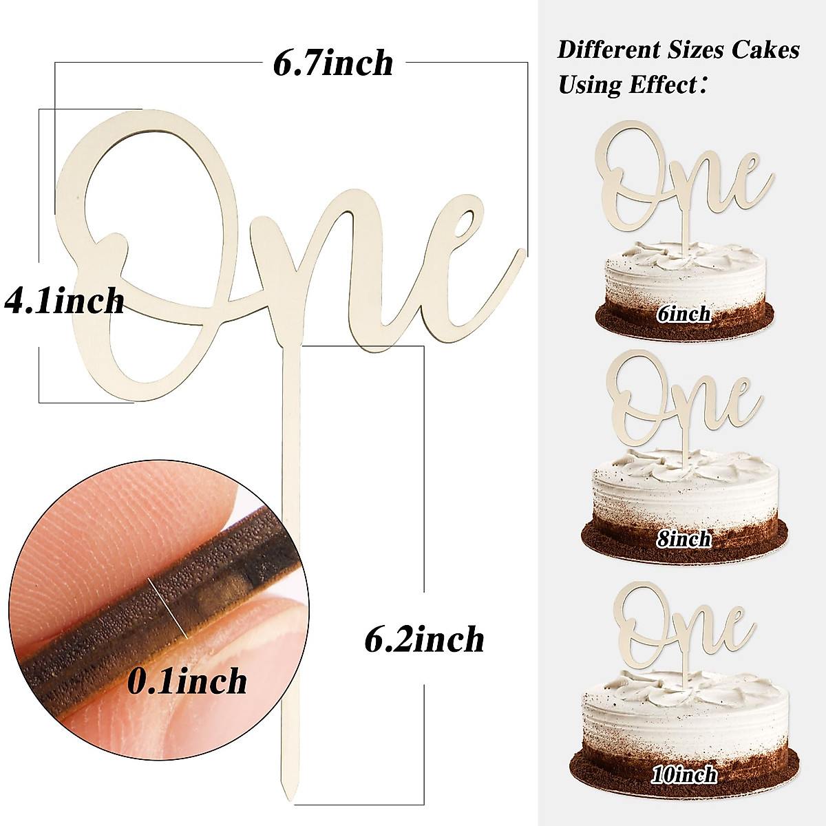 One Cake Topper 1st Birthday Girl Boy First Birthday Cake Topper Wooden Rustic Boho Cake Decorations for Smash Cake