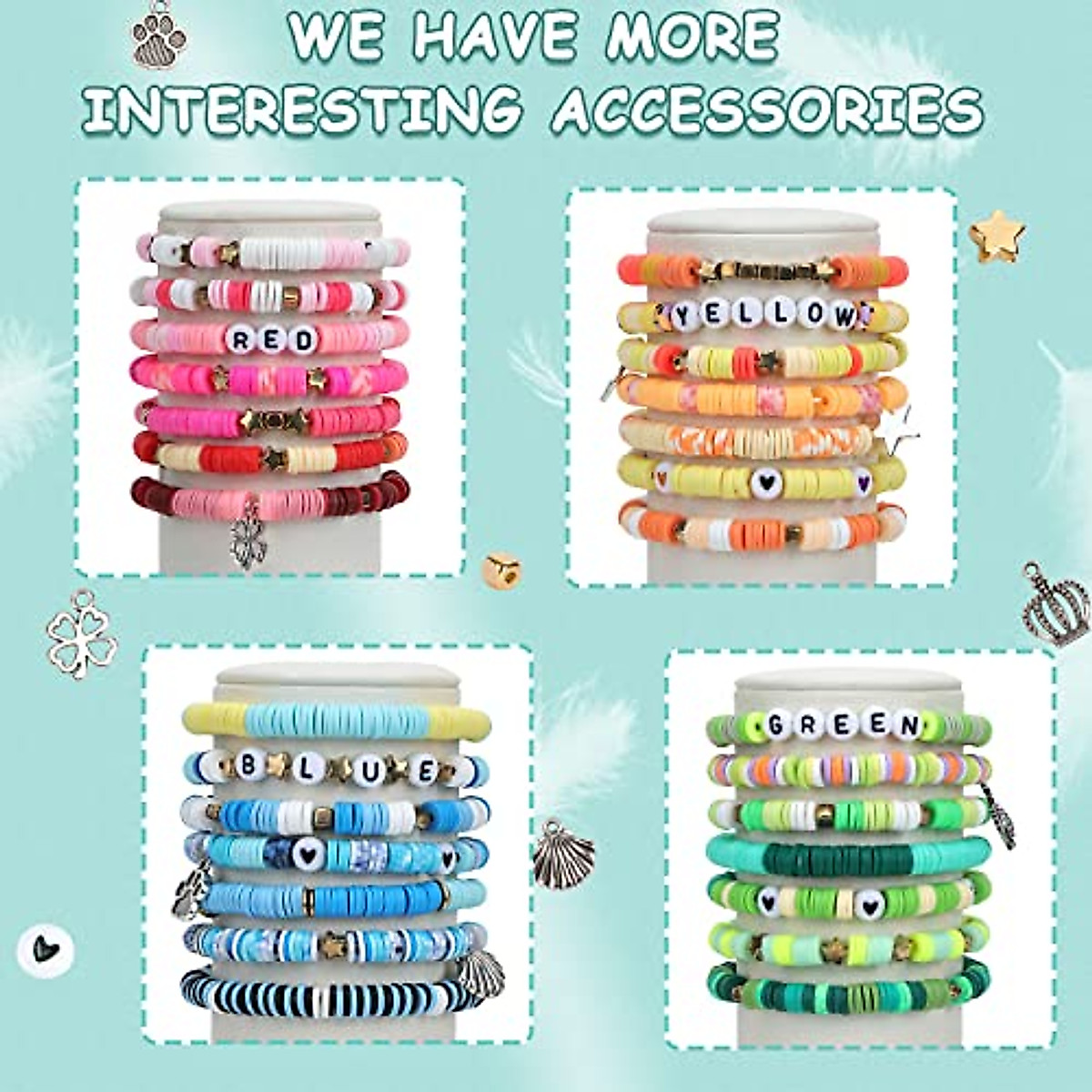 QUEFE 9000pcs, 72 Colors Clay Beads for Bracelet Making Kit for Girls 8-12, Polymer Heishi Letter Beads for Jewelry Making, for Gifts, Crafts, Preppy