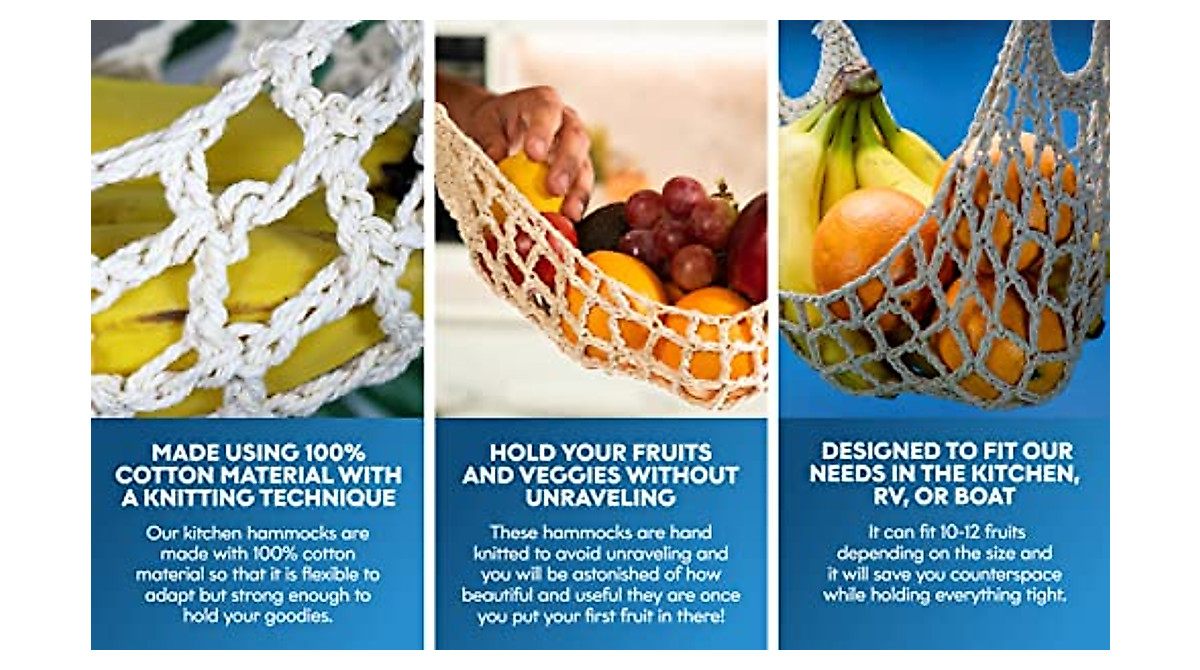 2 Pack Hanging Fruit Hammocks for Kitchen & RV