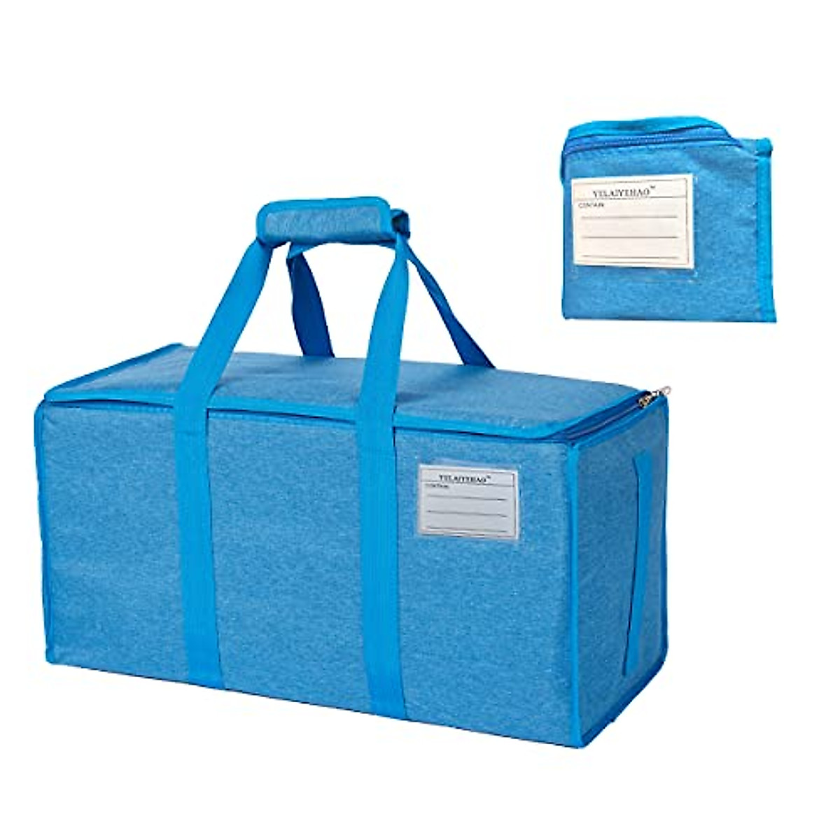 YELAIYEHAO Extra Large Storage Tote with Zippers & Carrying Handles, Heavy-Duty Oxford Fabric Moving Bags for Space Saving Moving Storage (Lake blue, 1 PCS)