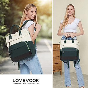 LOVEVOOK Laptop Backpack for Women, 15.6 Inch Work Business Backpacks Purse with USB Port, Large Capacity Nurse Bag College Bookbag for School, Waterproof Casual Daypack for Travel
