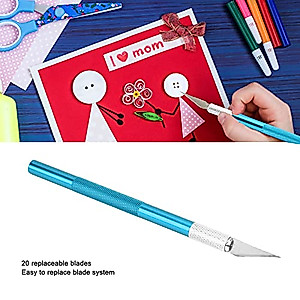 Hobby Knife, Exacto Knife Set Non Slip Handle Accurate Control 20 Blades for Crafting for Hand Account (Blue)