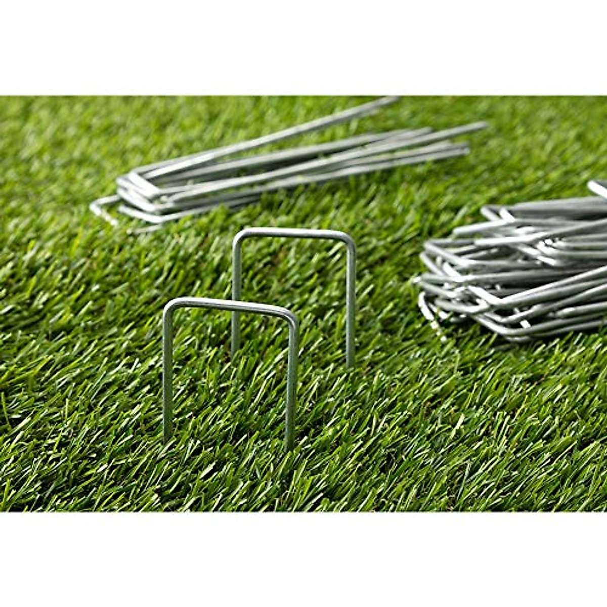AGTEK 6 Inch Galvanized Landscape Staples 200 Pack 11 Gauge Widened Garden Stakes Heavy-Duty for Landscape Fabric