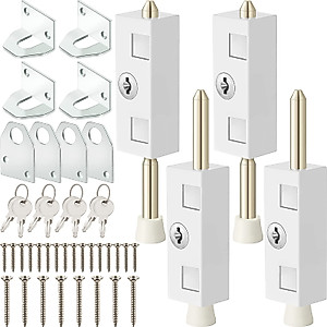 Sliding Door Lock Rectangle Patio Door Lock Keyed for Sliding Glass Door Hinged Door Security Bar Heavy Duty Steel Bolt Zinc Alloy Iron Portable Lock to Prevent Sliding or Lifting of Door (2 Pieces)