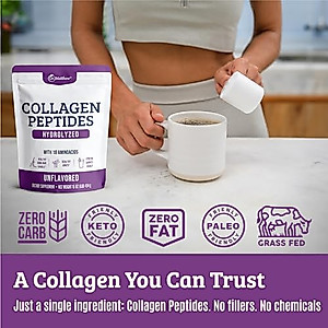Collagen Peptides for Women & Men. Best Collagen Powder Unflavored, Hydrolyzed, Quick Dissolve, Bovine, Grass Fed, for Weight Loss, Hair Growth, Skin, Joints, Nails. Colágeno En Polvo Para Mujer