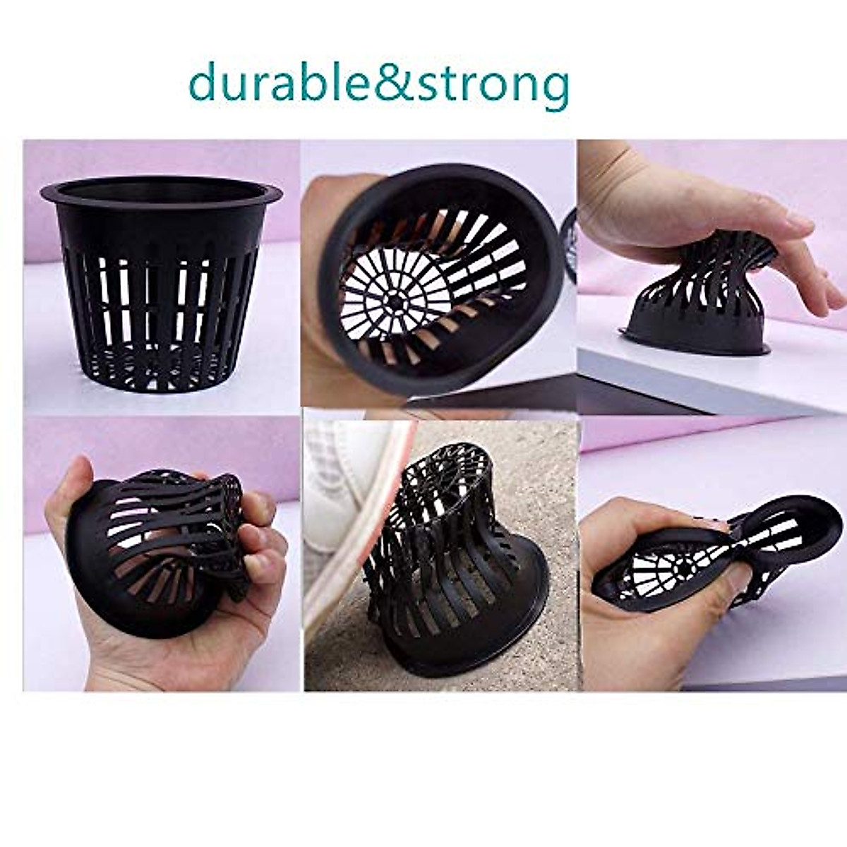 IPXEAD 100PCS 2 Inch Garden Slotted Mesh Net Cups, Round Heavy Duty Net Cups Pots for, Hydroponics Slotted Mesh…