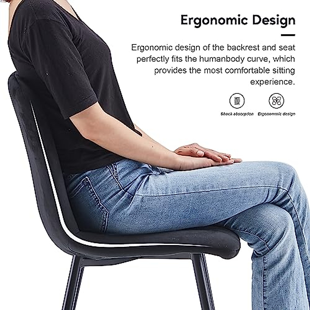 CLIPOP Dining Chairs Set of 2, Black Dining Chairs with Velvet Upholstered Seat Backrest, Metal Leg, Armless Kitchen Chairs, Leisure Parson Chair for Living Room, sillas de comedor