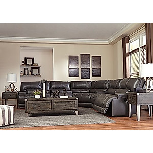 Signature Design by Ashley McCaskill Leather 2 Seat Oversized Power Reclining Sofa Dark Gray