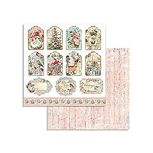 Stamperia Double Face Pink Christmas Scrapbook Paper Pad 8x8" Block 10 Sheets Double Sided Card Stock