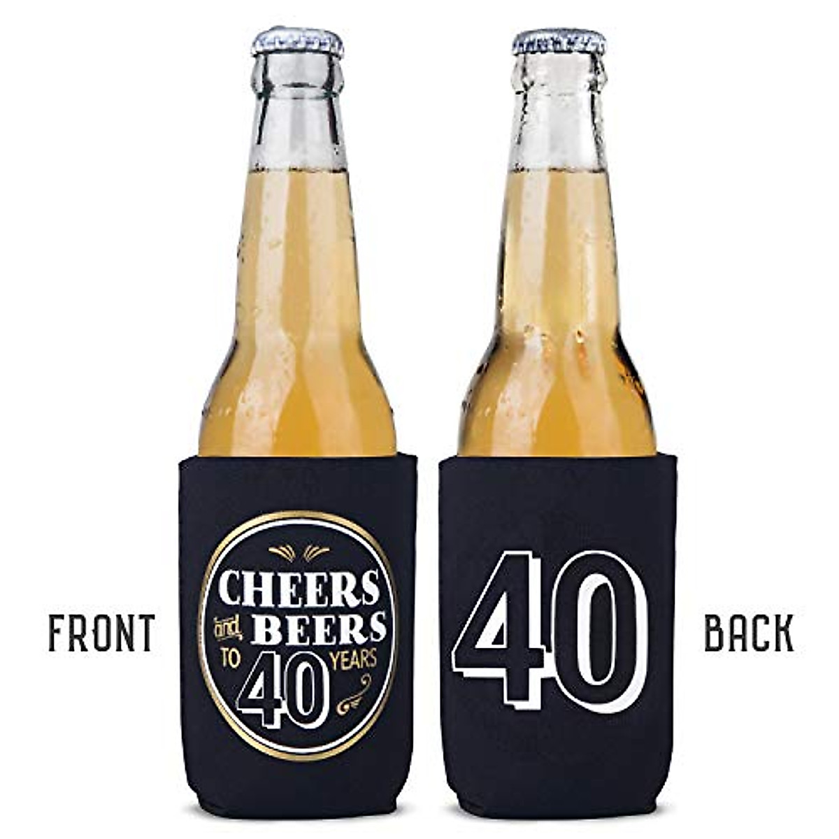 Prazoli 40th Birthday Can Coolers (12 Pack) - Happy 40 Birthday Decorations for Men , Cheers and Beers to 40 Years , Happy 40th Birthday Party Favors , Over The Hill Birthday Decorations 40th Party