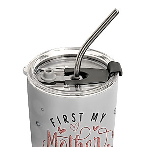 20oz Mom Tumbler, First my Mother forever my Friend, Grandma, Mother Gifts, Coffee Thermos for Women, Stainless Steel Double Wall Vacuum Insulated Coffee Mug, Travel Cup with Lid