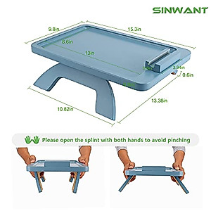 SINWANT Sofa Arm Clip on Tray Table,Bamboo Couch Table for Wide Side Table, Armrest with 360° Phone Holder,Portable TV Table,Sofa Eating and Drink Blue