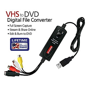 Diamond Multimedia VC500 One Touch VHS to Digital File, DVD Converter with Easy to use Software, Convert, Edit and Save For Win7,8,10,11