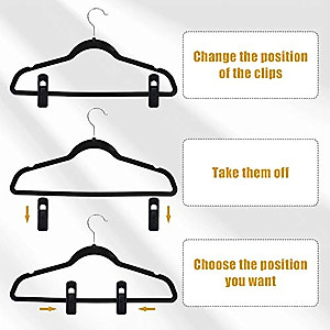 Velvet Hangers Clips Flocked Finger Clips Velvet Clothes Clips Strong Pants Hangers Clips for Slim-line Clothes Velvet Hangers (72 Pieces)