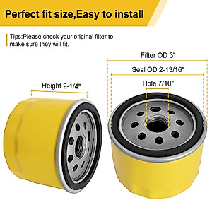 Replacement B&S 492932 Oil Filter Fit for Hu sqvarna JD Engine - Mower Filter Compatible with HU YTH22V46 YTH24V48, John Dee re D130 D105, Craftsman T1000 LT2000 Lawn Tractor, Poulan Cub Cad et Mower