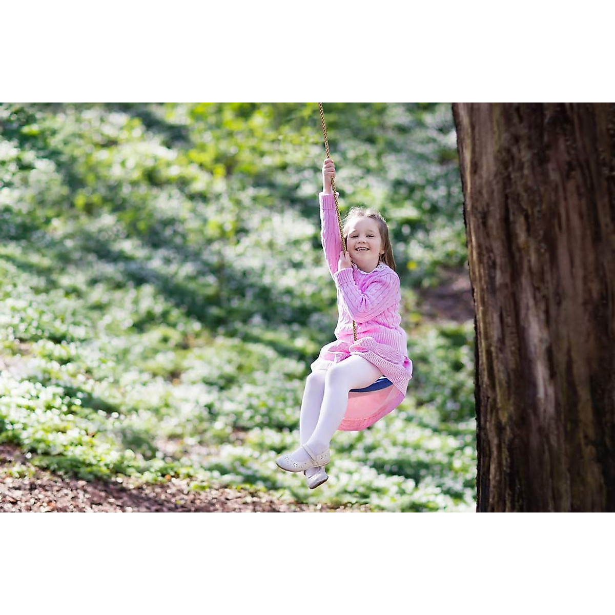 CTSC Climbing Rope Swing with Knot and Disc Swing Seat Set, Rope Ladder for Kids Outdoor Tree Backyard Playground Swing. Zip Line Seat for Kids. Sturdy & Safe (Blue)