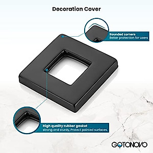 gotonovo Modern Bathroom Square Shower Bracket Matte Black Solid Brass Wall Mounted Water Supply Handheld Shower Holder Elbow with Shower Hose Connector by Male G1/2" Water Oulet